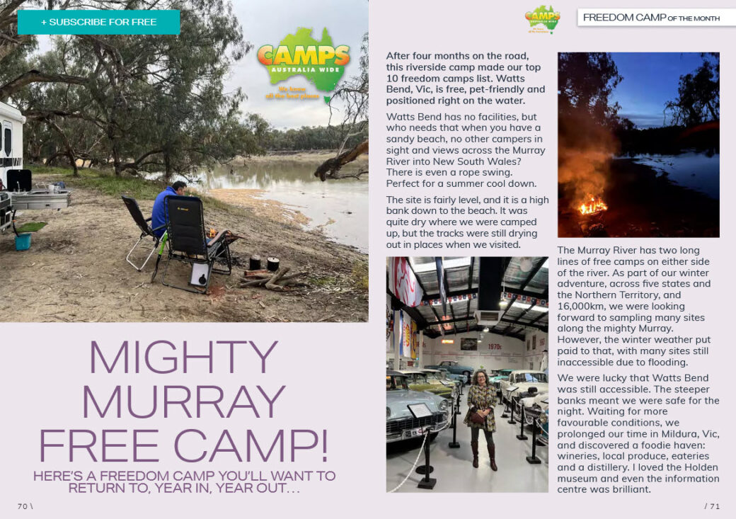 GoRV Freedom Camp of the Month: Watts Bend, Victoria - Camps Australia Wide
