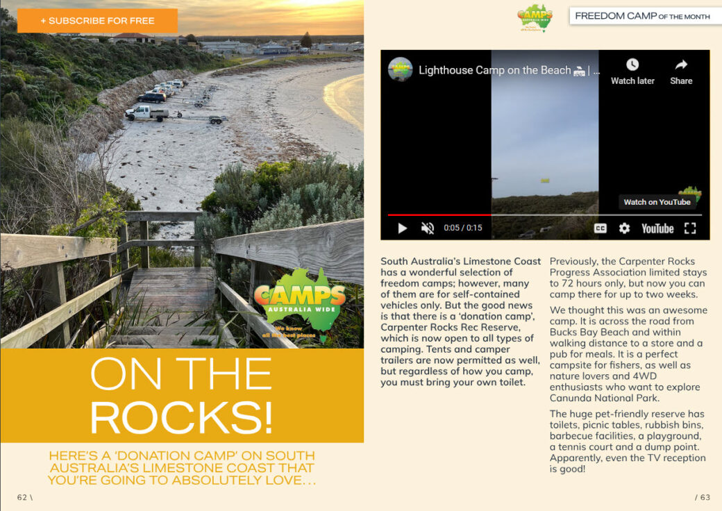 GoRV Freedom Camp of the Month: Carpenter Rocks Rec Reserve, South ...