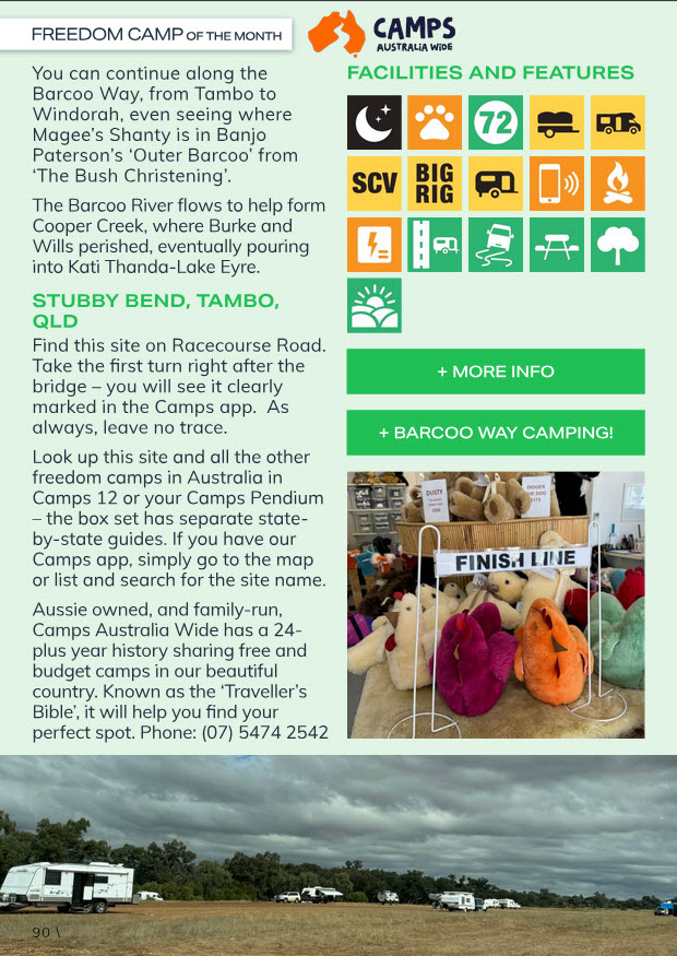 GoRV Freedom Camp of the Month: Stubby Bend, Tambo, Queensland - Camps Australia Wide