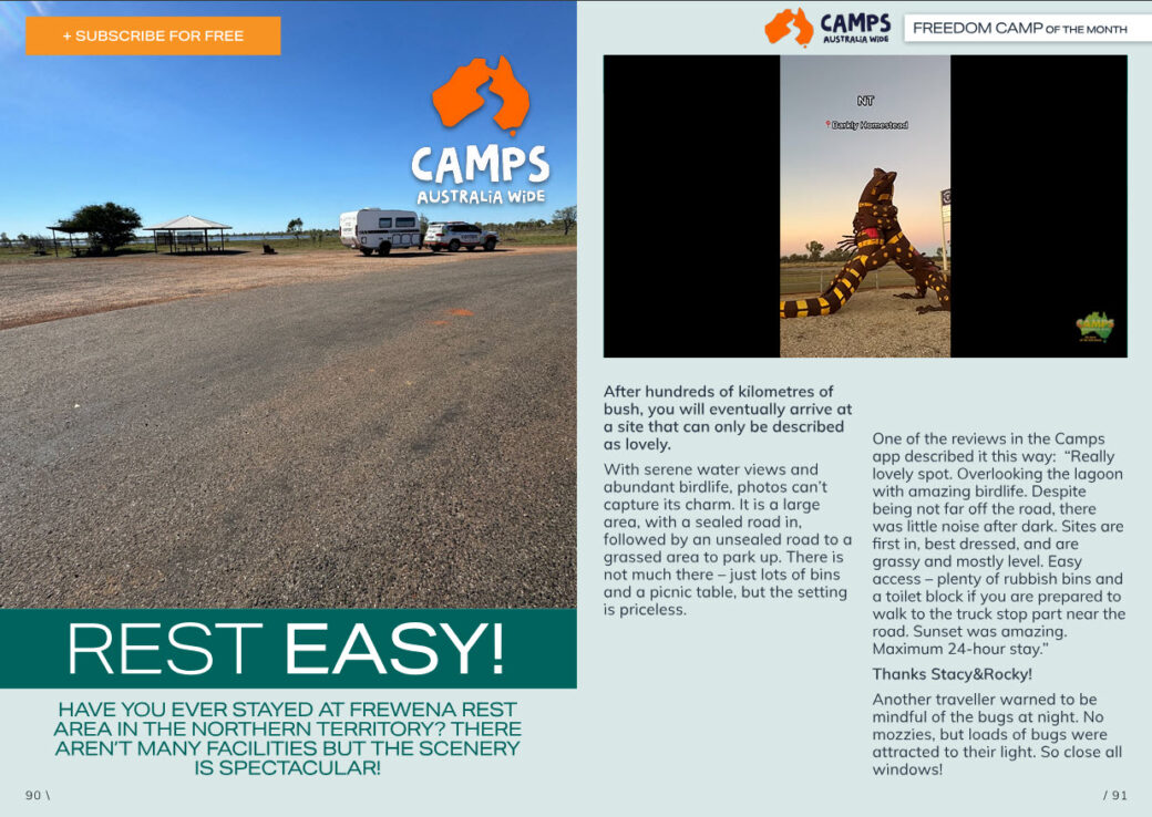 GO RV Freedom Camp of the Month: Frewena Rest Area, Northern Territory - Camps Australia Wide