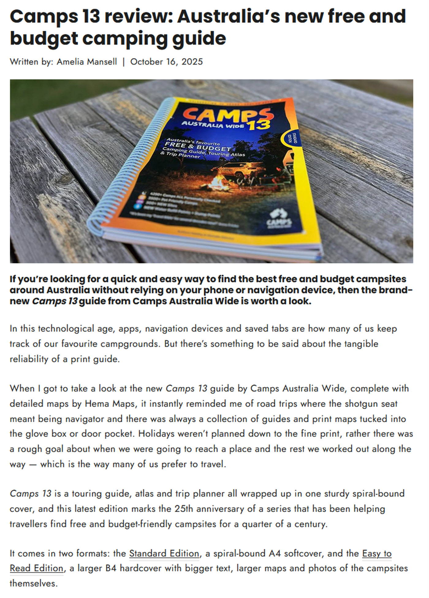 Camps 13 - Australia’s Favourite Camping Guide Gets Rave Reviews from ...