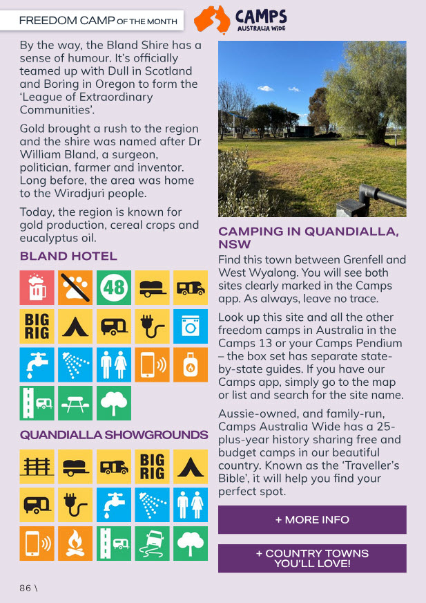 GoRV Freedom Camps of the Month: Bland Hotel & Quandialla Showgrounds ...